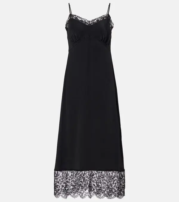 Simone Rocha Lace-trimmed Satin Slip Dress - Black