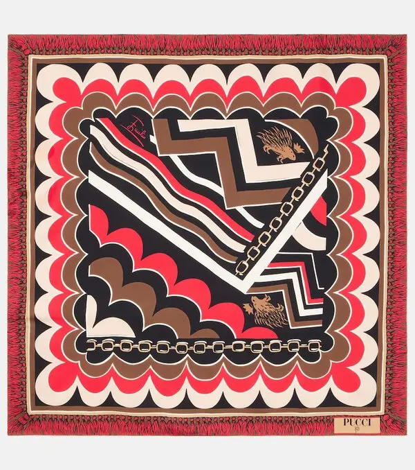 Emilio Pucci Printed Silk Twill Scarf - Red