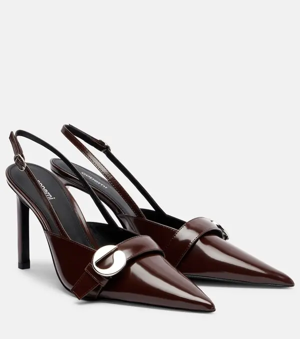 Coperni Belted Leather Slingback Pumps - Brown