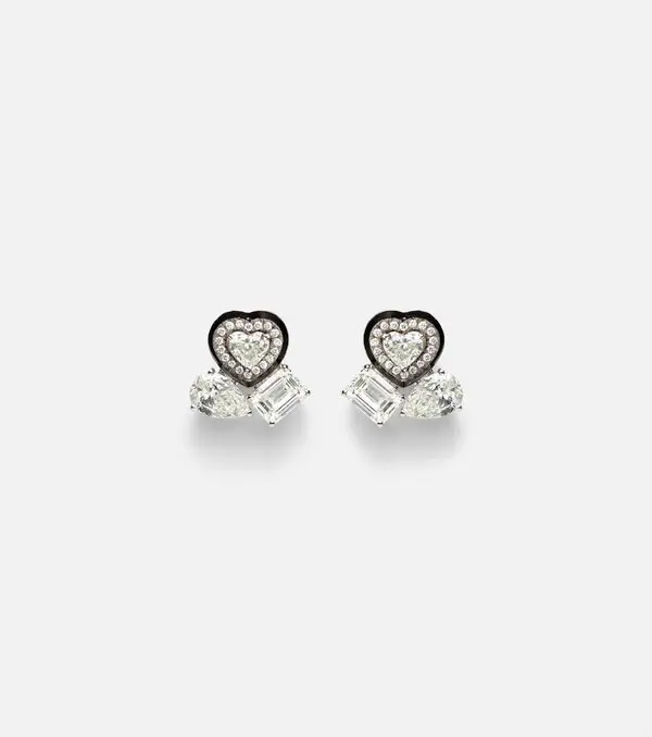 KAMYEN Cluster Heart Earrings - Silver