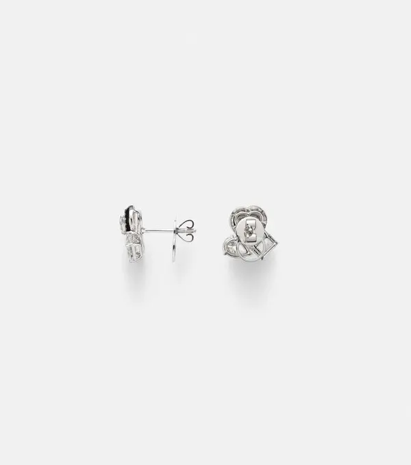 KAMYEN 18kt White Gold Diamond Cluster Heart Earrings