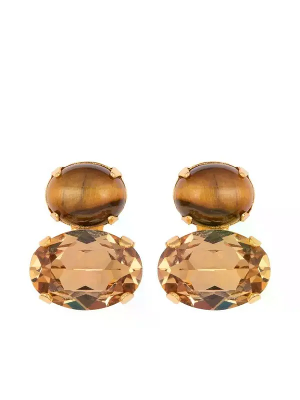JENNIFER BEHR Yvette Crystal Drop Earrings - Brown