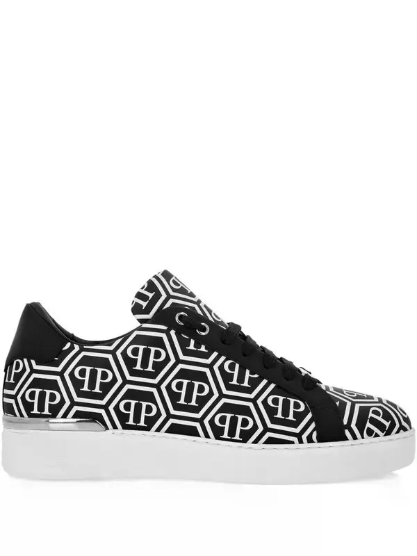 Philipp Plein Monogram Print Lace-up Sneakers - Black