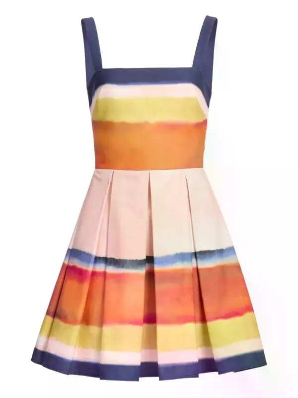 Elie Saab Printed Cotton Mini Dress - Blue