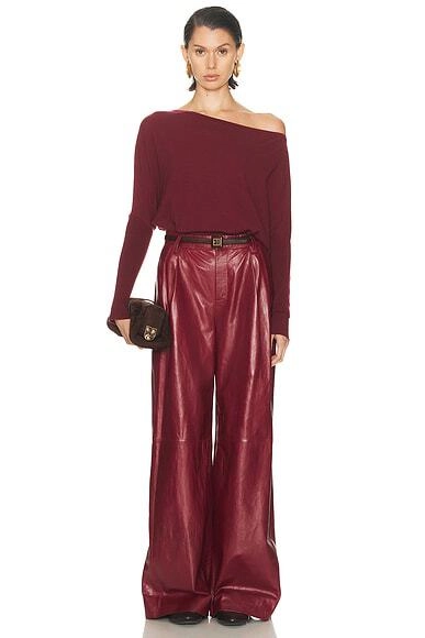 Simkhai Lavina Draped Off Shoulder Sweater - Cranberry