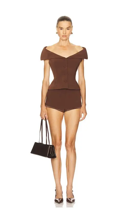 CAMILA COELHO Off-the-shoulder Button-up Top
