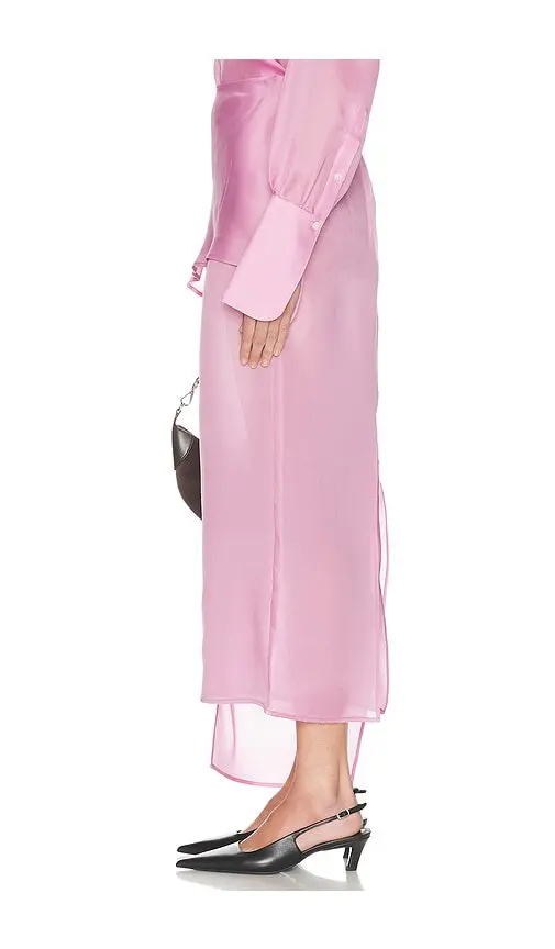 HELSA Silk Gazar Skirt With Drape - Pink