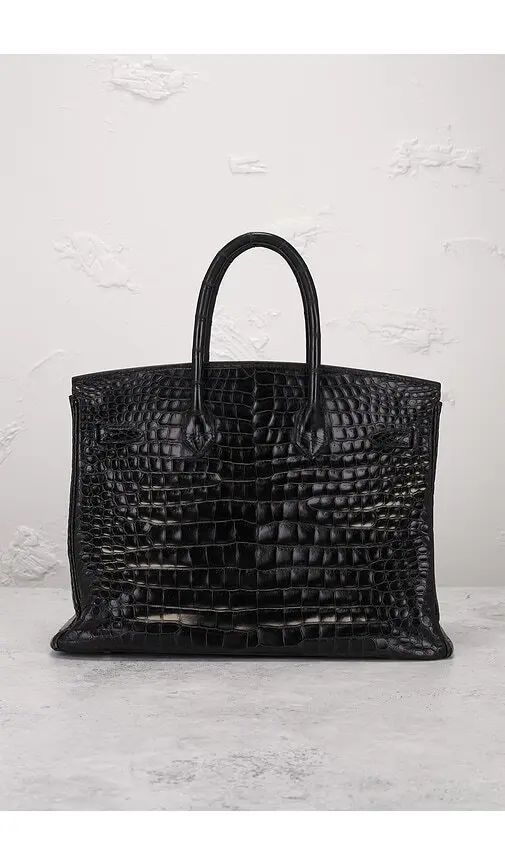 FWRD RENEW Hermes Shiny Porosus Crocodile Birkin 35 Handbag - Black