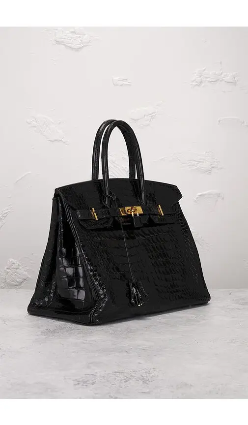 FWRD RENEW Hermes Shiny Porosus Crocodile Birkin 35 Handbag - Black
