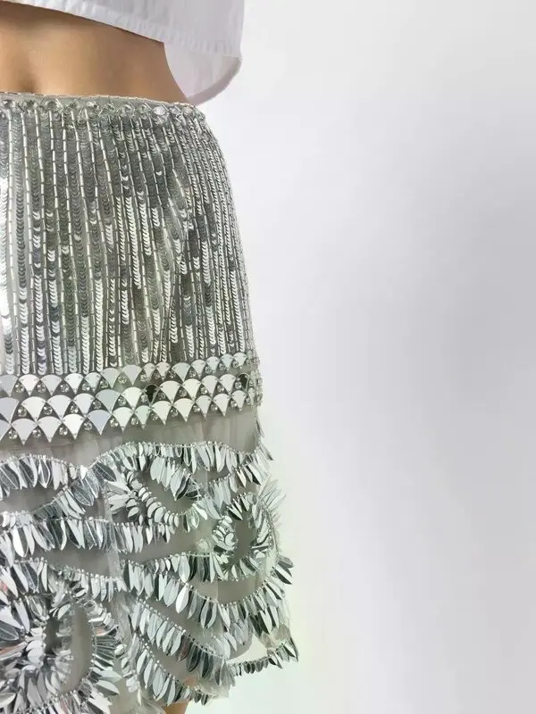 Alberta Ferretti Sequin-embellished Mini Skirt