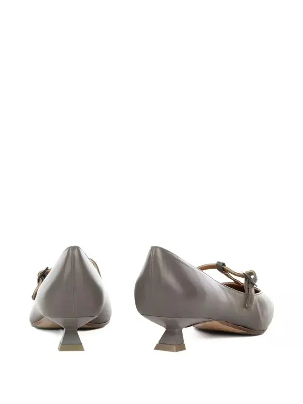 CHANTAL T-strap Sculptural Heel Pumps - Brown