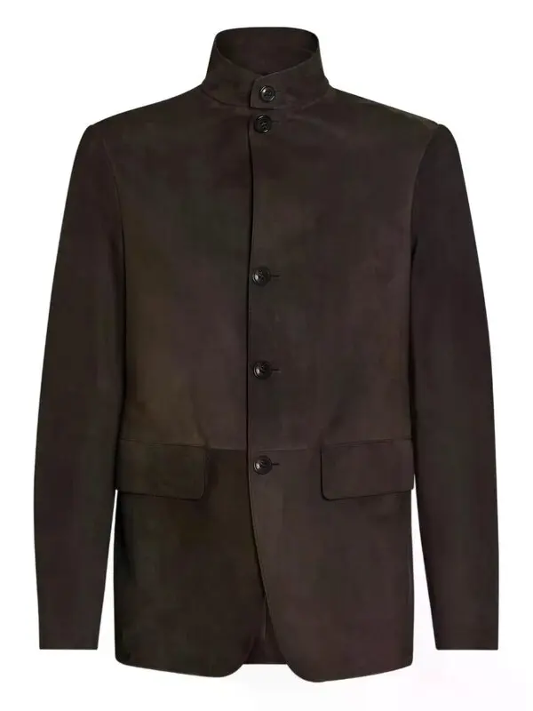 Zegna Secondskin Buttoned Leather Jacket