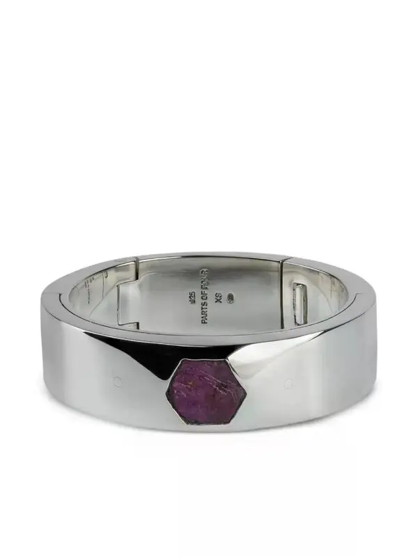 PARTS OF FOUR Sistema Bracelet With Ruby Slab Clasp - Silver