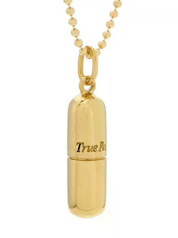 TRUE ROCKS Gold Plated Sterling Silver Pill Pendant Necklace - Metallic