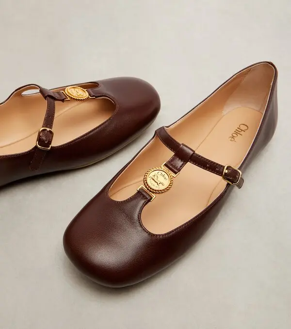 Chloé Leonore Embellished Leather Ballet Flats