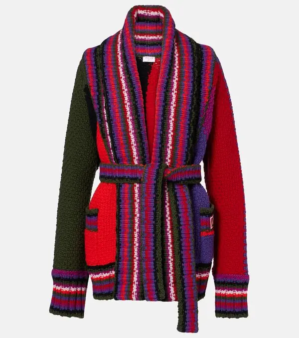 Emilio Pucci Striped Wool Wrap Cardigan
