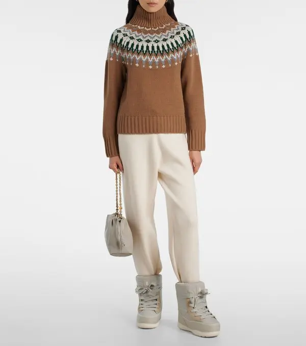 Bogner Ingrid Jacquard Cashmere Turtleneck Sweater - Brown