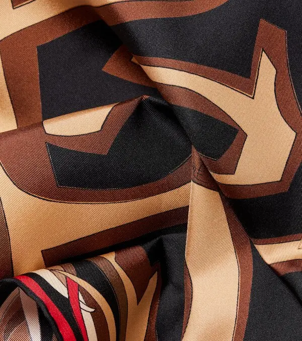Emilio Pucci Labirinto Silk Twill Scarf - Brown