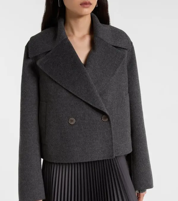 JOSEPH Cropped Wool And Cashmere Pea Coat