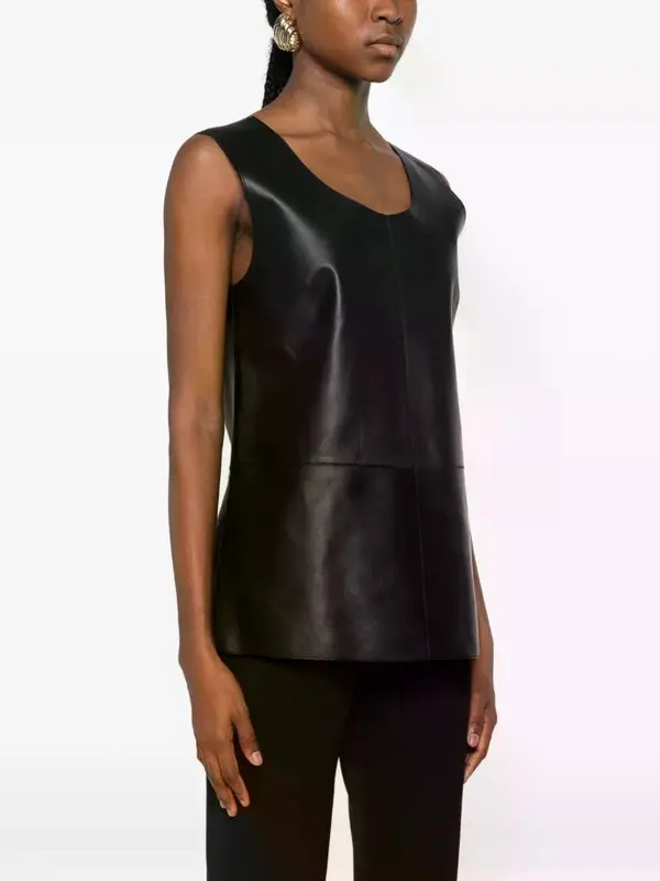 TOTEME Scoop-neck Leather Top