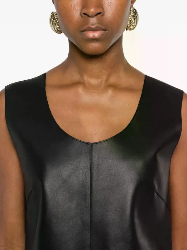 TOTEME Scoop-neck Leather Top