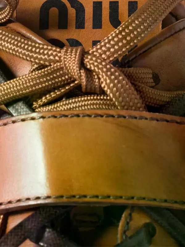 Miu Miu Gymnasium Buckle Strap Leather Sneakers - Brown
