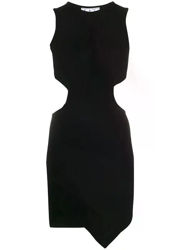 Off-White Swiss Cheese Knitted Dress - Black