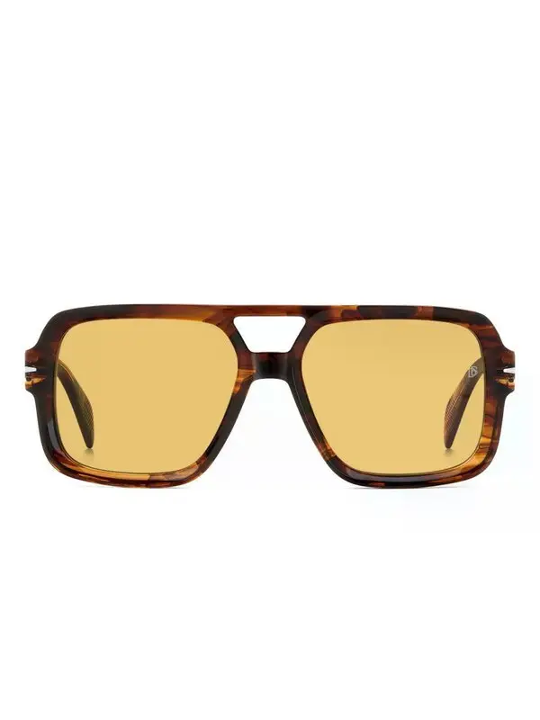 DB EYEWEAR BY DAVID BECKHAM Pilot Frame Sunglasses With Logo Detail - Brown