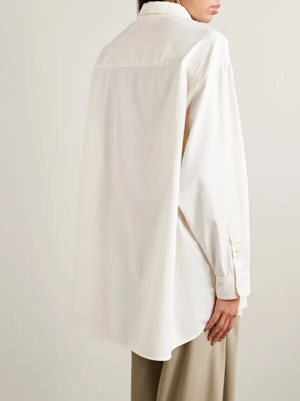 THE ROW Luka Oversized Cotton And Cashmere-blend Twill Shirt