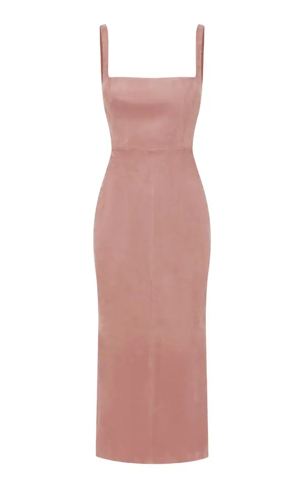 Alex Perry Suede Midi Dress - Pink
