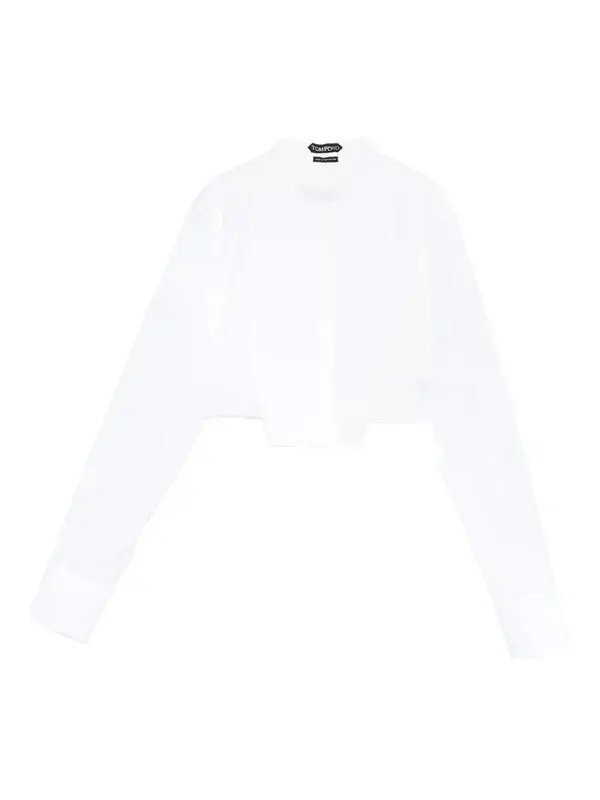 TOM FORD Cropped Shirt With Crossover Collar - White