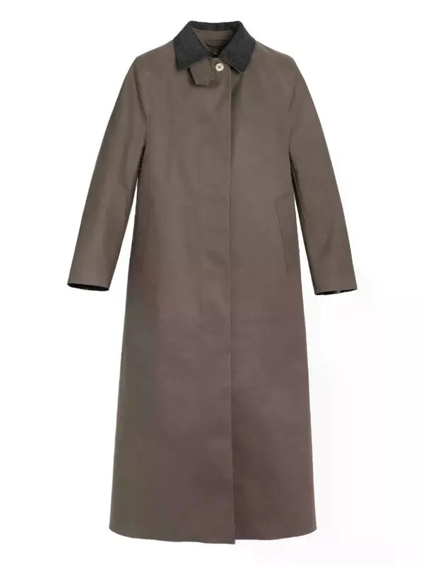BARRIE Button-fastening Contrast-collar Raincoat - Brown