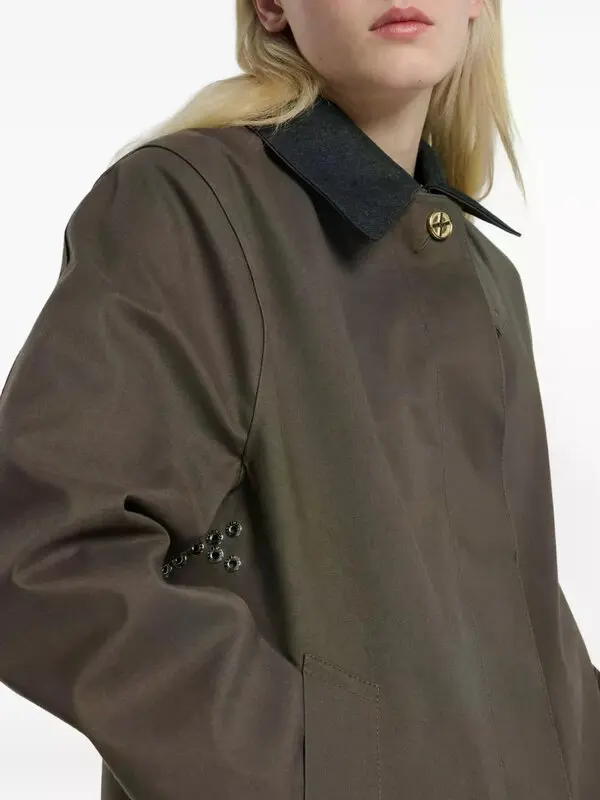 BARRIE Button-fastening Contrast-collar Raincoat