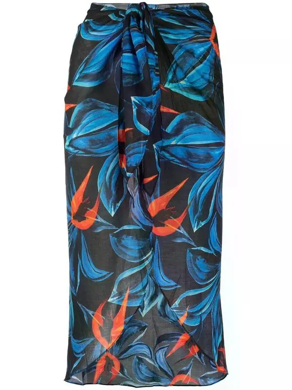 LOUISA BALLOU Floral-print Sarong - Blue