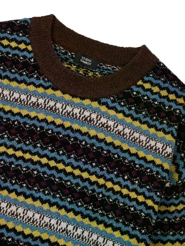 STUDIO TOMBOY Nordic Pattern Round Neck Sweater