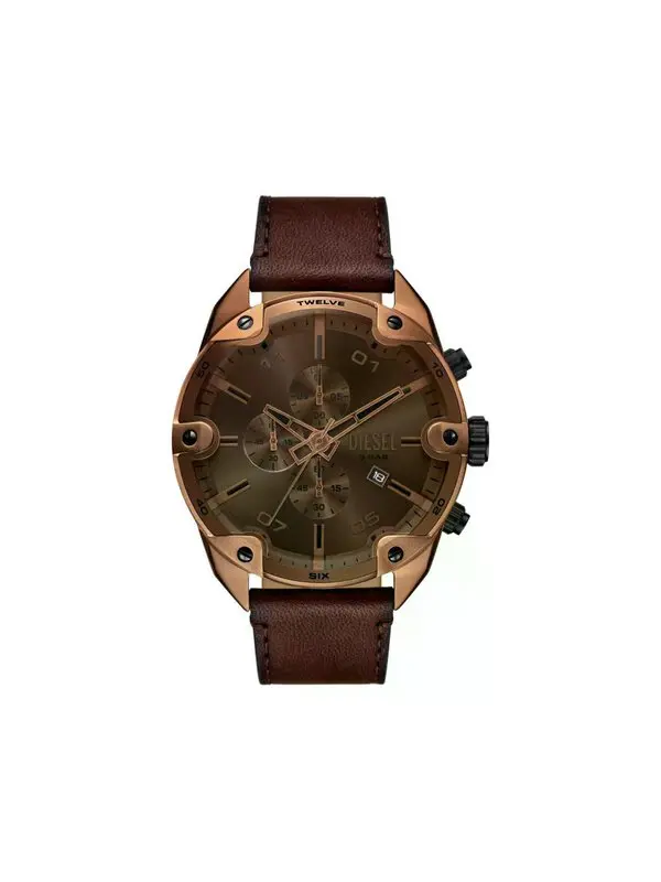 DIESEL® Chronograph Leather Strap Watch - Brown