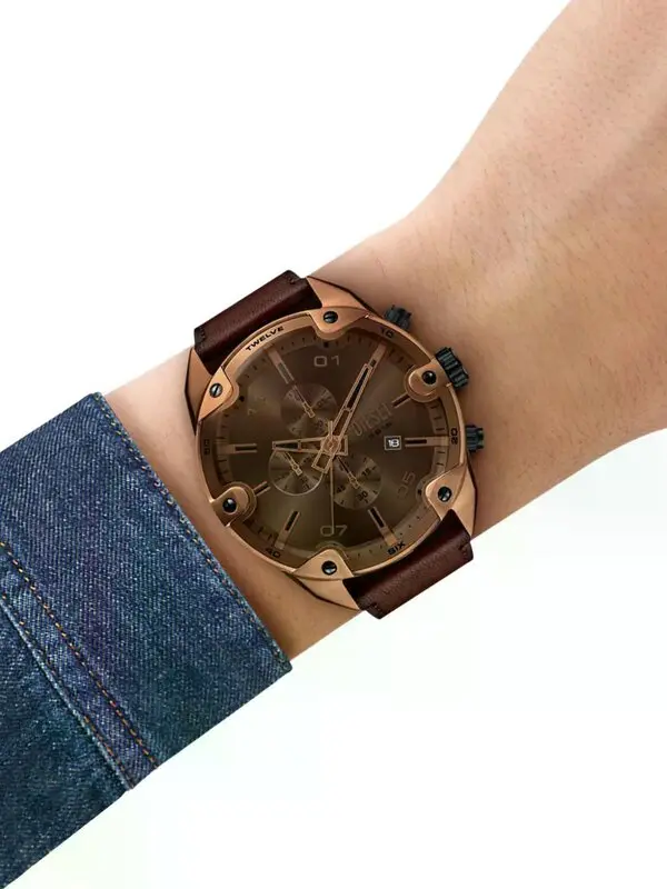 DIESEL® Chronograph Leather Strap Watch - Brown