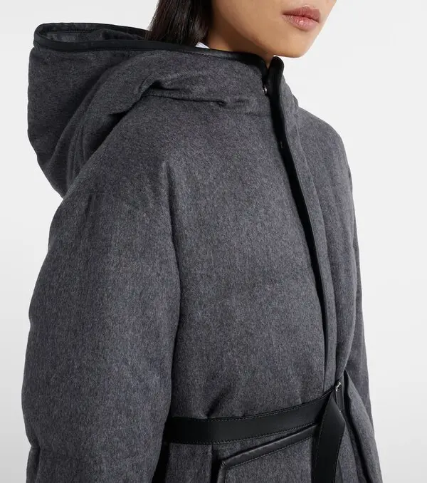 TOD'S Belted Hooded Padded Cashmere Jacket