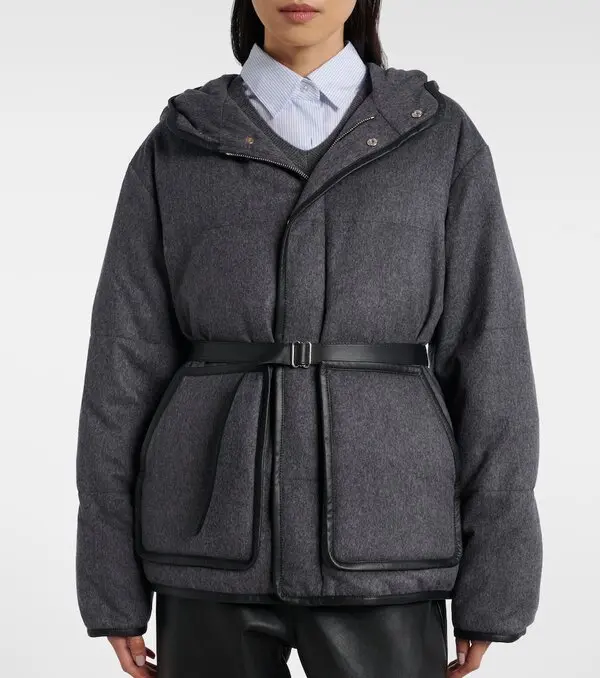 TOD'S Belted Hooded Padded Cashmere Jacket