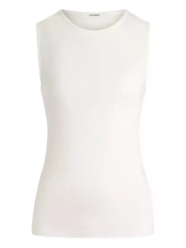 12 STOREEZ Sleeveless Round Neck Tank Top - White