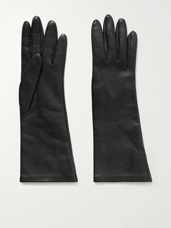 Khaite Remo Mid Leather Gloves - Black