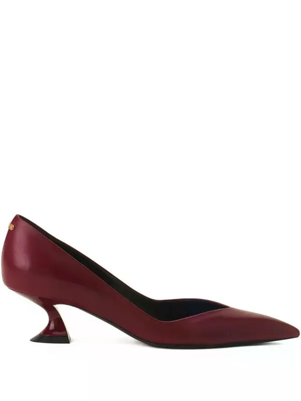 LANVIN Sculpted Heel Leather Pumps - Red