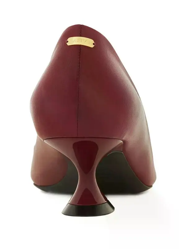 LANVIN Sculpted Heel Leather Pumps - Red