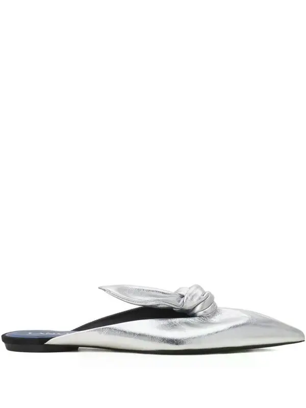 LANVIN Midnight Step Knotted Pointed-toe Mules