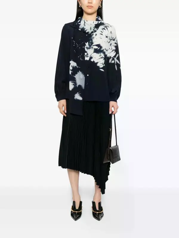 Akris Printed Silk Shirt With Adjustable Neck Strap