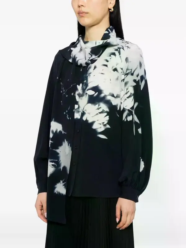 Akris Printed Silk Shirt With Adjustable Neck Strap