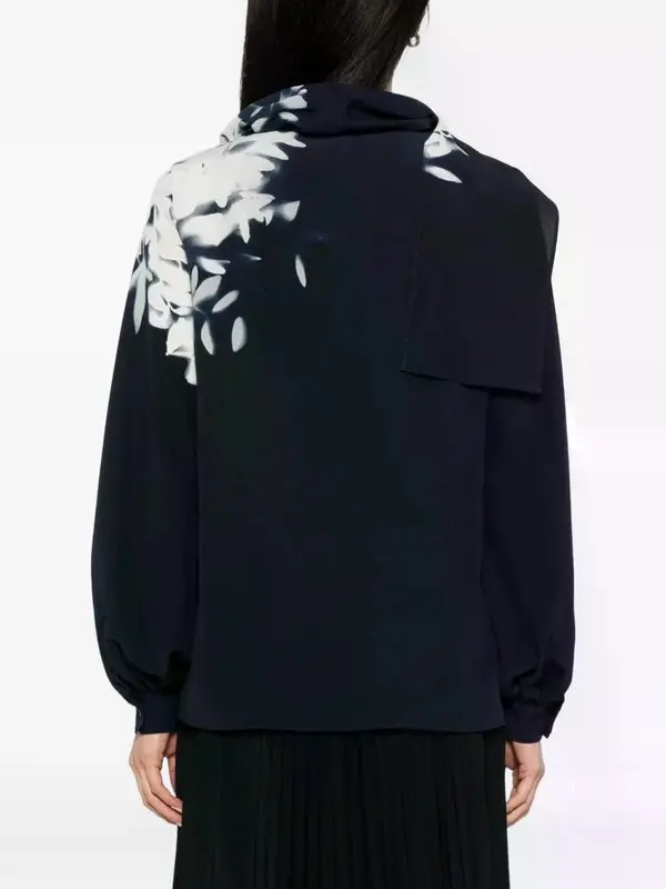 Akris Printed Silk Shirt With Adjustable Neck Strap