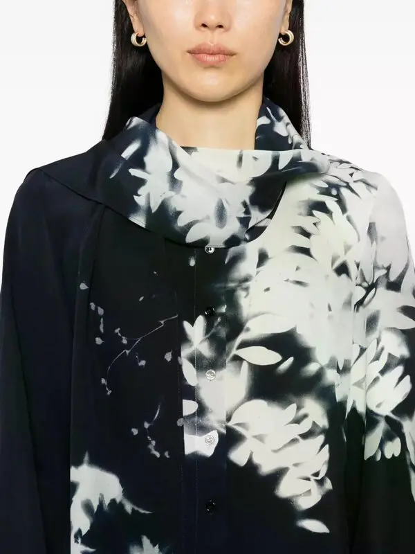 Akris Printed Silk Shirt With Adjustable Neck Strap
