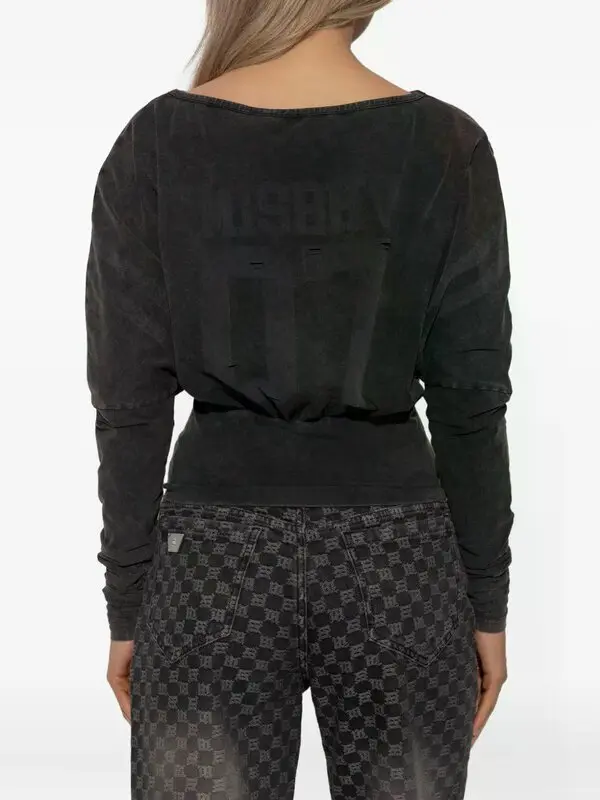 MISBHV Long-sleeve Top With Gathered Waist And Boat Neck