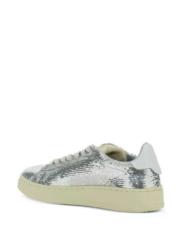 AUTRY Sequin Embellished Lace-up Sneakers - Silver